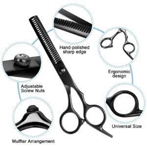 11Pcs Professional Hair Scissors Set,Stainless Steel Barber Supplies Including Straight Shears, Thinning Shears, and Hair Thinning Knife Multifunctional Salon Tools and Gifts for Friends and Family