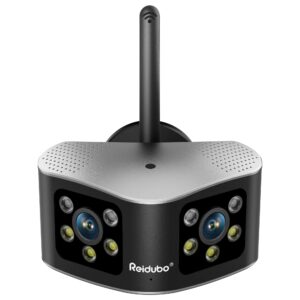 reidubo 4k wifi security cameras outdoor with 165° ultra-wide angle, ultra-hd dual lens cameras for home security, two-way talk, color night vision, ip66 waterproof, sound & light alarm