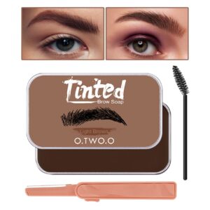 ionsgako tinted eyebrow soap kit, brow styling soap long lasting hold eyebrow soap wax long lasting waterproof clear brow gel for eyebrow makeup soap brows kit - light brown