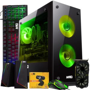 mtg aurora 4t gaming tower pc- intel core i7 4th gen, amd rx 580 gddr5 8gb 256bits graphic, 16gb ram ddr3, 1tb nvme, rgb keyboard mouse and speaker, webcam, win 10 home