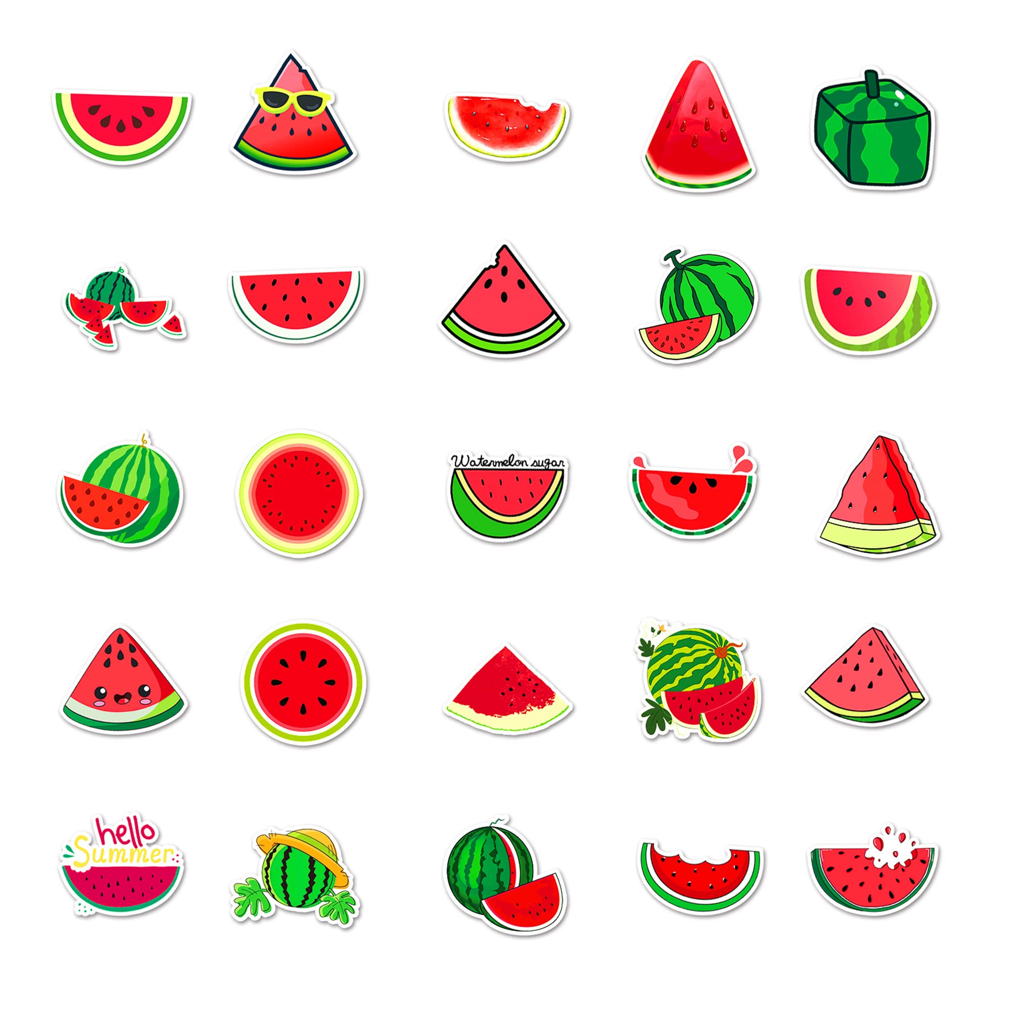 Watermelon Stickers, 50PCs Pack, Cute Fruits Aesthetic Stickers, Vinyl Waterproof Decals, Stickers for Laptop, Hydro Flask, Water Bottle, Bumper Car Planner Stickers, Stickers for Kids, Toddlers, Teens, Girls, Adults (Watermelon)