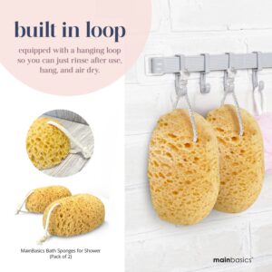 MainBasics Faux Sea Sponge, Exfoliating Body & Bath Sponge Large & Soft Shower Sponge, Foam Loofah - 2 Pack