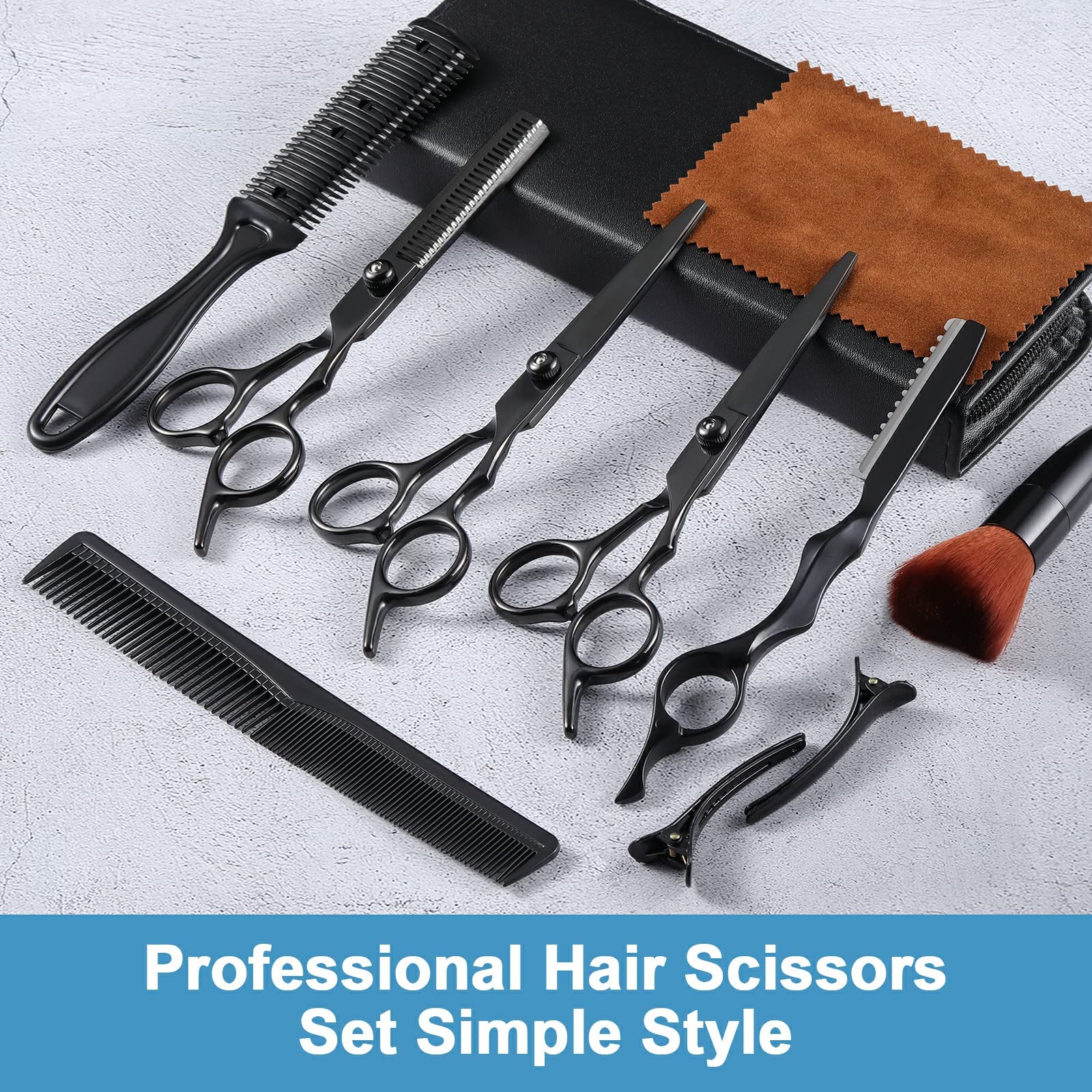 11Pcs Professional Hair Scissors Set,Stainless Steel Barber Supplies Including Straight Shears, Thinning Shears, and Hair Thinning Knife Multifunctional Salon Tools and Gifts for Friends and Family