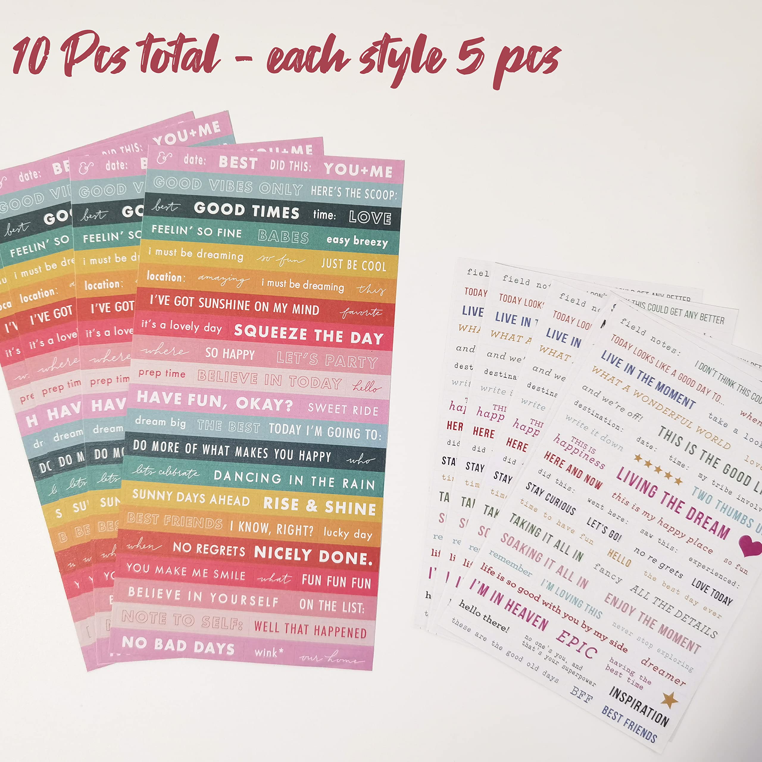 Inspirational Words and Phrases Stickers Saying Decoration Stationery Planner Stickers Words Stickers (Style3-10Pcs)