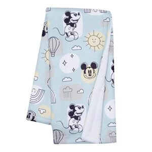 lambs & ivy disney baby classic mickey mouse blue/white soft fleece baby blanket