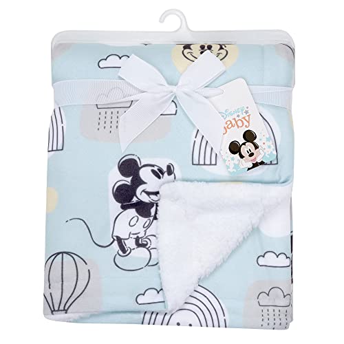 Lambs & Ivy Disney Baby Classic Mickey Mouse Blue/White Soft Fleece Baby Blanket