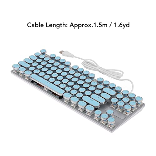 Mechanical Gaming Keyboard, 87 Keys 26 RGB Backlit USB Wired Keyboard Waterproof with Blue Switches for Win Me, for Win2000, for Win Xp, for Vista, for Win7, for Win8, for(Blue Electroplating Punk)