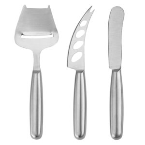 vanra cheese knife set 3-piece stainless steel butter knife set with slicer for soft and semi hard cheese