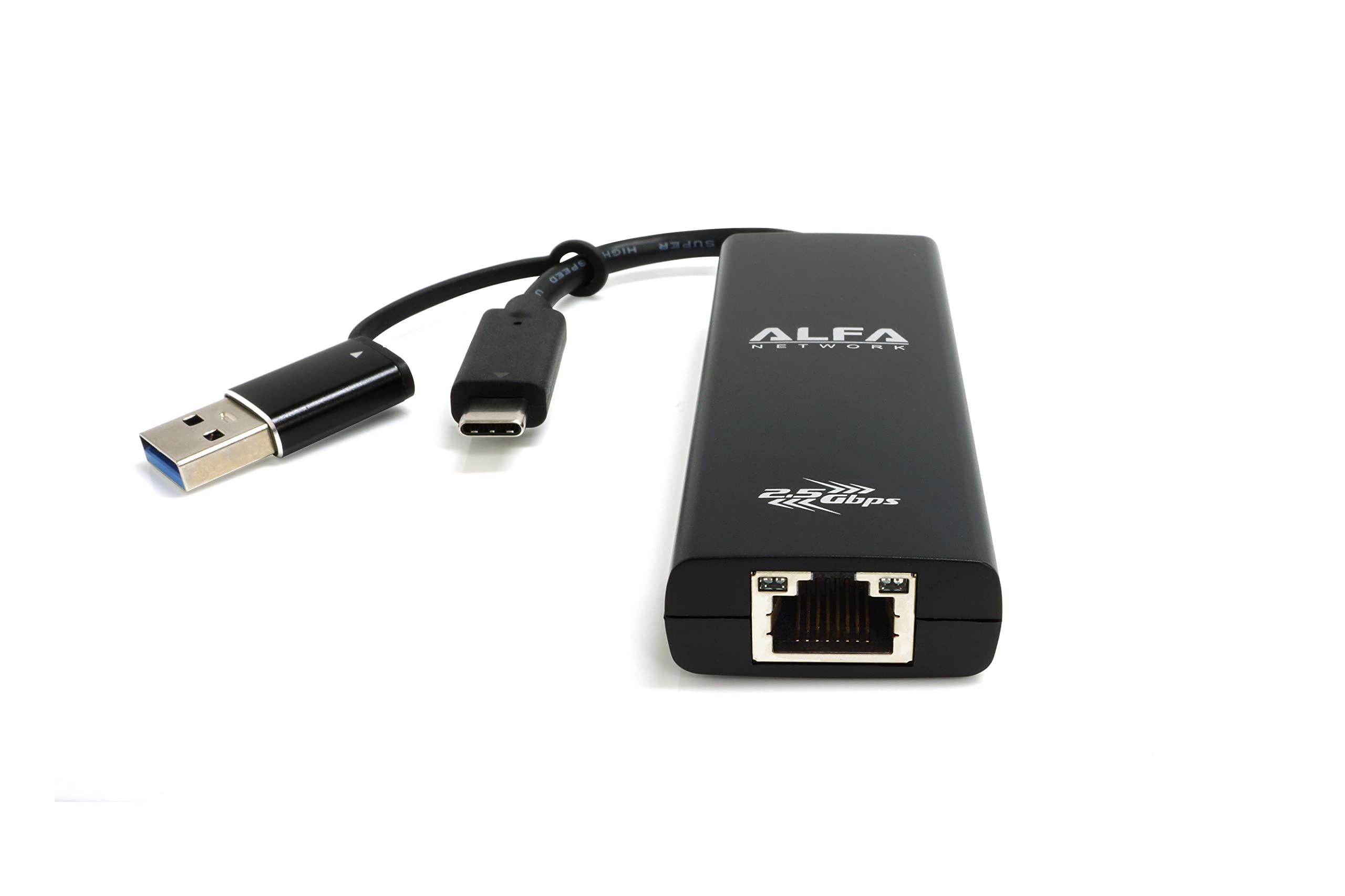 Alfa 2.5 GbE Type-C SuperSpeed USB 5 Gbps Card with Realtek™ RTL8156B and Type-A Adapter