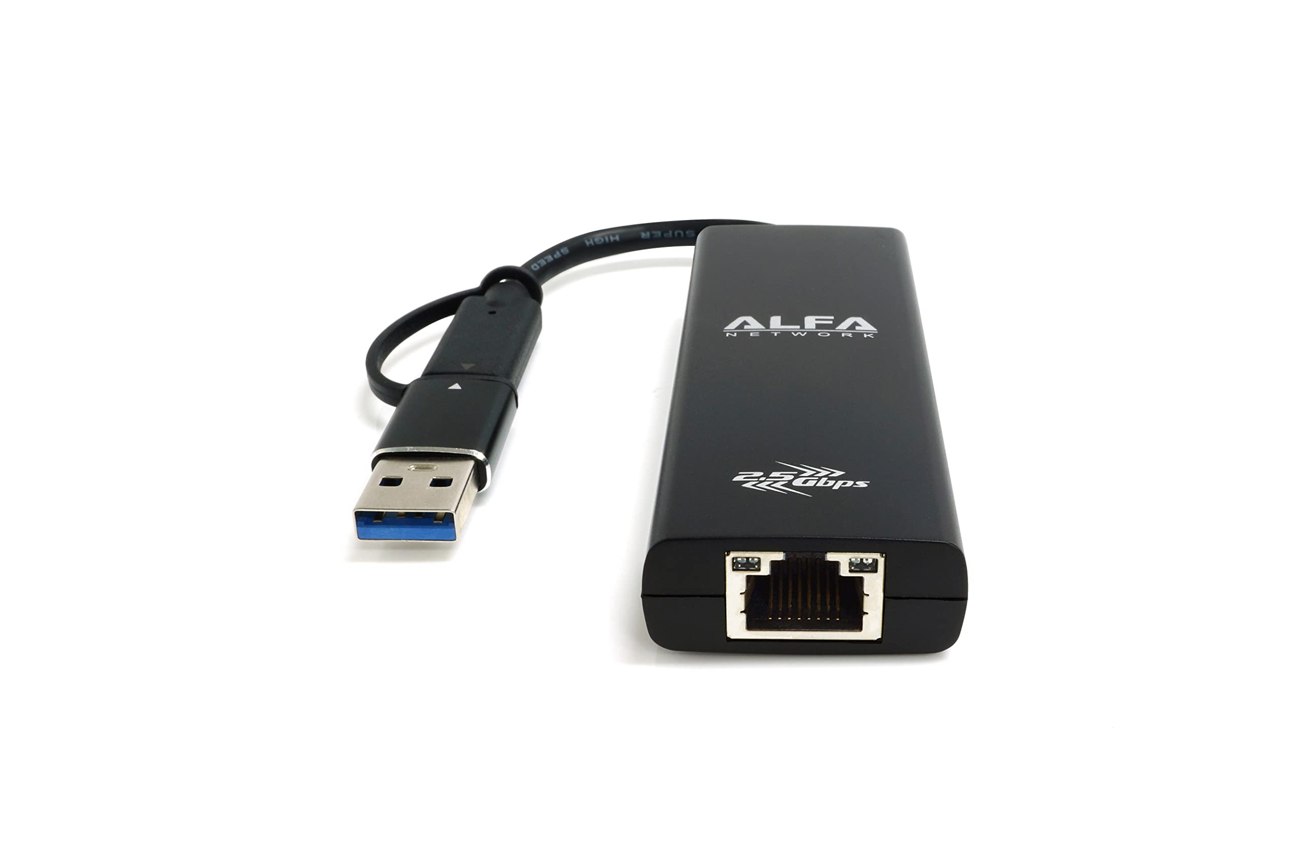 Alfa 2.5 GbE Type-C SuperSpeed USB 5 Gbps Card with Realtek™ RTL8156B and Type-A Adapter