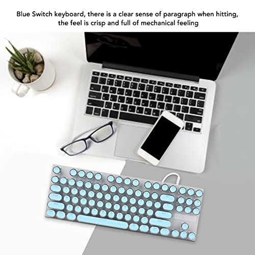 Mechanical Gaming Keyboard, 87 Keys 26 RGB Backlit USB Wired Keyboard Waterproof with Blue Switches for Win Me, for Win2000, for Win Xp, for Vista, for Win7, for Win8, for(Blue Electroplating Punk)