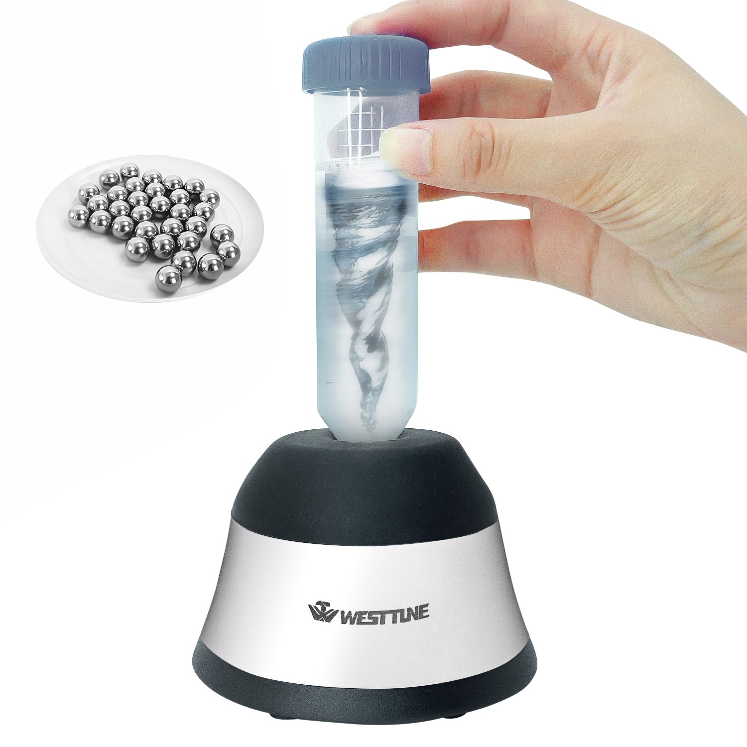 WEST TUNE Vortex Mixer 4000rpm, Mini Vortex Mixer for Paints,Nail Polish,Tattoo Ink,Eyelash Adhesives and Acrylic Paints Mixing,Vortex Shaker for Test Tubes and Centrifuge Tubes 50ML