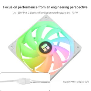 Thermalright TL-C12CW-S X3 CPU Fan 120mm White ARGB Case Cooler, 4pin PWM Silent Computer Cooling Fan with S-FDB Bearing Included, up to 1550RPM（3 Quantities）