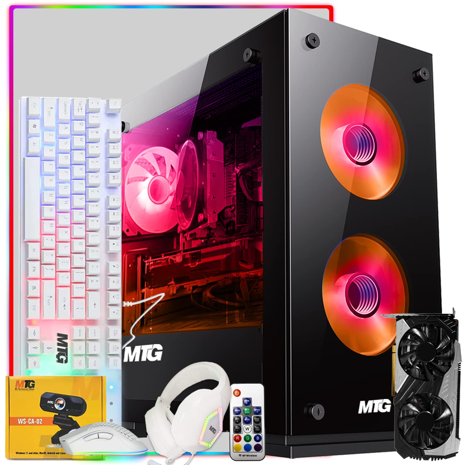 MTG Aurora 4T Gaming Tower PC- Intel Core i7 4th Gen, RTX 2060S GDDR6 8GB 256bits Graphic, 16GB Ram, 256GB nvme, 2TB HDD, MTG 4 in 1 Gaming Kit, Webcam, Win 10 Home