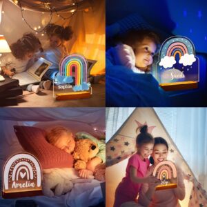 Smile lab Custom Name Boho Rainbow Night Light for Baby Personalized Led Nursery Night Light Kids Bedroom Decoration Birthday Christmas Gifts for Boys Girls