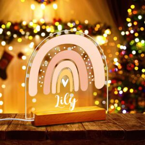 smile lab custom name boho rainbow night light for baby personalized led nursery night light kids bedroom decoration birthday christmas gifts for boys girls