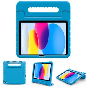 procase kids case for ipad 10th generation with pencil holder, ipad 10 case 10.9 inch 2022 shockproof lightweight kids case with stand and convertible handle for child boys girls toddlers -blue