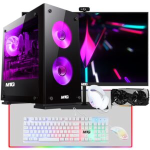 mtg aurora 4t gaming tower pc- intel core i7 4th gen, rtx 2060s gddr6 8gb 256bits graphic, 16gb ram, 2tb nvme, 4tb hdd, new mtg 27 inch monitor, mtg 4 in 1 gaming kit, webcam, win 10 home