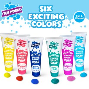 Tub Works Bathtub Finger Paint Soap, 12 Count | Non-Toxic, Washable Bath Paint for Toddlers & Kids | Fun & Shimmering Colors