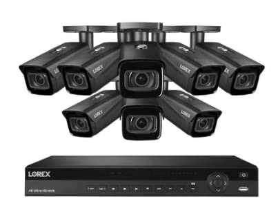 Lorex NC4K4MV-168BB-2 4K 16-Channel 4TB Wired NVR System with Nocturnal 4 Smart IP Bullet (8X LNB9383/Black) Cameras Featuring Motorized Varifocal Lens, Vandal Resistant and 30FPS Recording