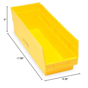 MDMprint Shelf Storage Bin, Yellow, Polypropylene, 17 7/8 in L x 8 3/8 in W x 6 in H, 50 lb Load Capacity