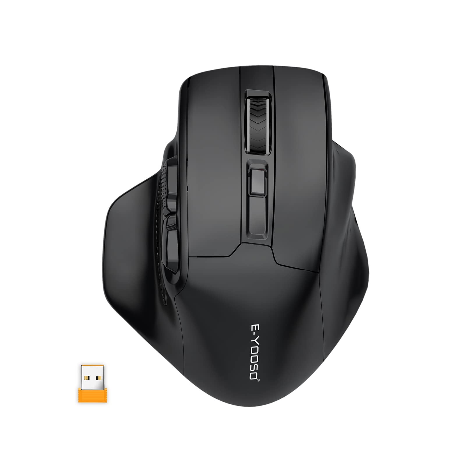 E-YOOSO Large Wireless Mouse, X-31 Large Mouse for Big Hands, 5-Level 4800 DPI, 6 Button Big Ergo Computer Mouse, 18 Months Battery Life Cordless Mouse for Laptop, Windows, Chromebook, (Black)