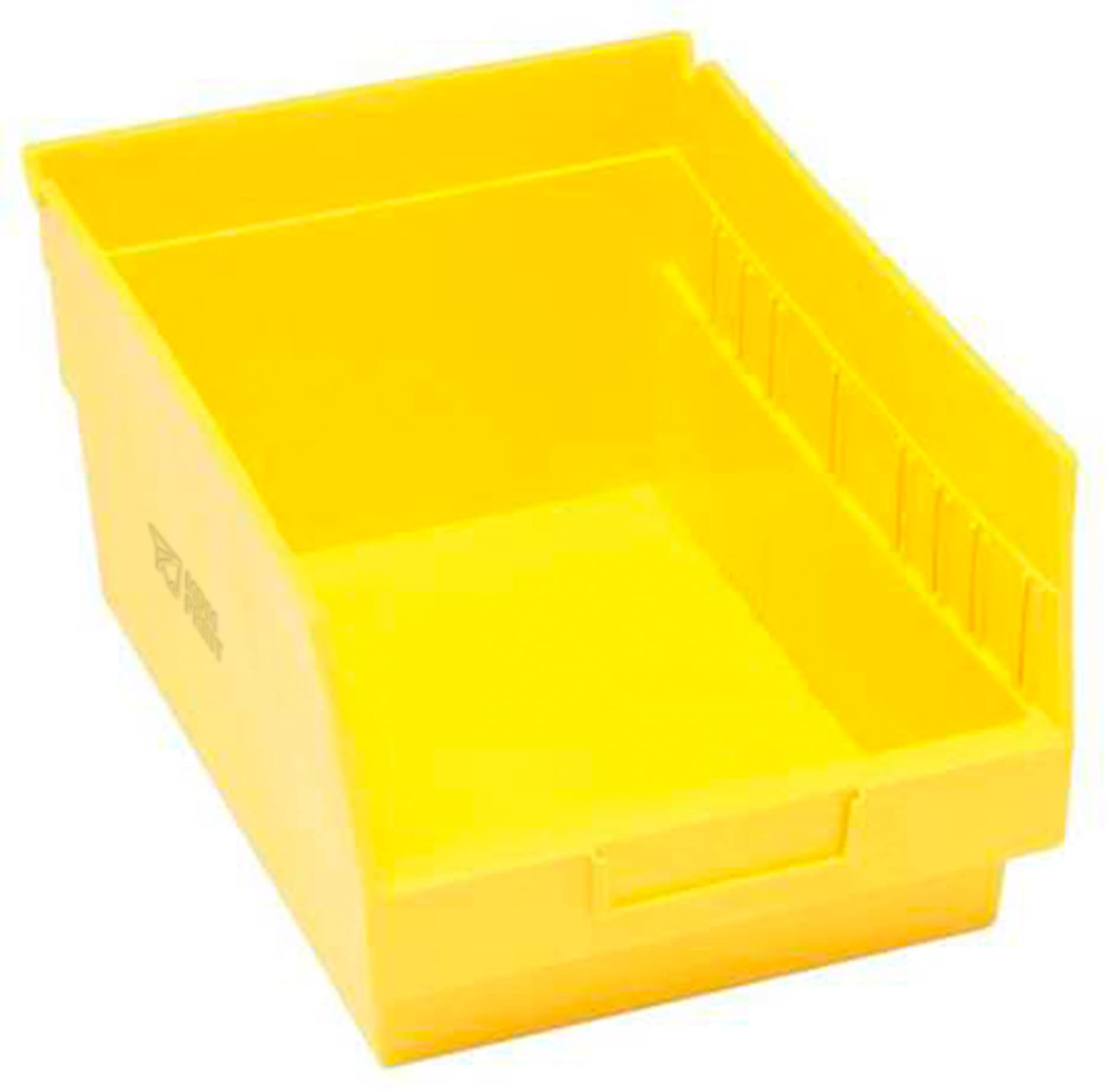 MDMprint Shelf Storage Bin, Yellow, Polypropylene, 11 5/8 in L x 8 3/8 in W x 8 in H, 60 lb Load Capacity