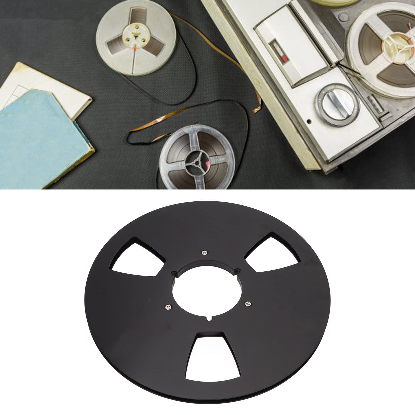 Opening Machine Parts, 1/4 10 Inch Empty Tape Reel Opening Machine Parts, 1/4 10 Inch Empty Tape Reel Aluminum Alloy Reel Tape Recorder Accessory Empty Disc Opening Machine Parts for Nab(Black)