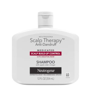 neutrogena scalp therapy anti-dandruff shampoo for scalp build-up control, 2.5% salicylic acid, with apple cider vinegar fragrance, 12 fl oz