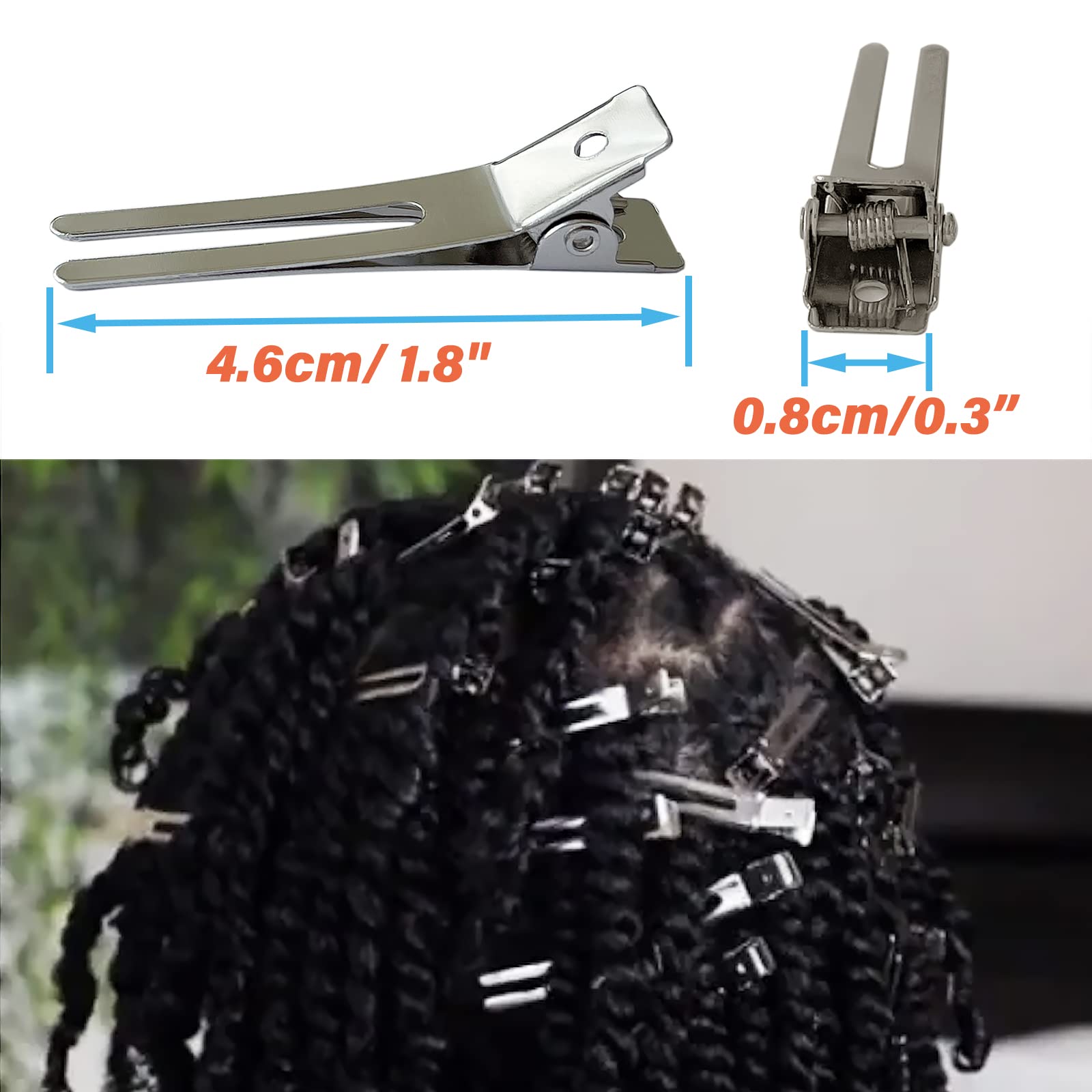 TseroFay 65 Pcs Metal Silver Hair Clips for Women Pin Curl Roller, 1.8” Double Prong Root Lift Clips for Curly Hair Volume, Locs Retwist Dreads, Curler Setting Clippies for Thick Styling Sectioning