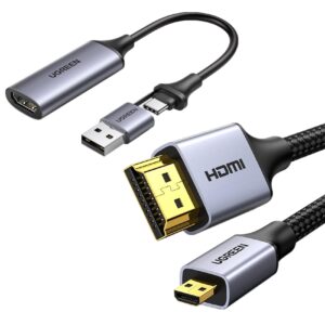 ugreen 4k micro hdmi to hdmi cable 6.6ft bundle with video capture card 4k hdmi to usb-a/usb-c