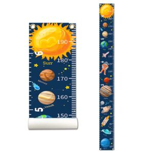 outer space growth chart for kids, baby height chart, canvas height measuring rulers for boys girls, removable growth height chart for nursery toddlers child's room decor 79" x 7.9"- planet, astronaut