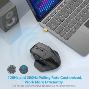 E-YOOSO Large Wireless Mouse, X-31 Large Mouse for Big Hands, 5-Level 4800 DPI, 6 Button Big Ergo Computer Mouse, 18 Months Battery Life Cordless Mouse for Laptop, Windows, Chromebook, (Black)