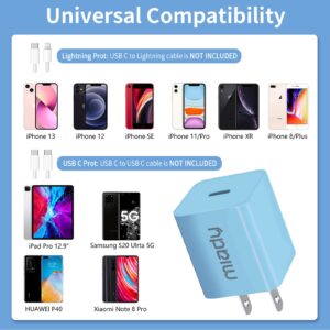 USB C Wall Charger, Miady 2 Pack 2.4A/5V Wall Charger Adapter Compatible for iPhone 14/14 Pro Max/13/13Pro/12/12 Pro, iPad AirPods Pro and More (Creamy Blue+Clove Purple)