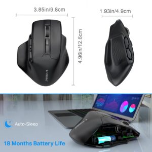 E-YOOSO Large Wireless Mouse, X-31 Large Mouse for Big Hands, 5-Level 4800 DPI, 6 Button Big Ergo Computer Mouse, 18 Months Battery Life Cordless Mouse for Laptop, Windows, Chromebook, (Black)