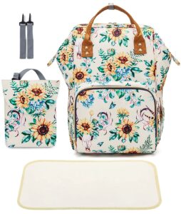 limhoo 4 in 1 diaper bag backpack set for baby girls mom large capacity waterproof baby care bag multi-function nappy bag (floral)