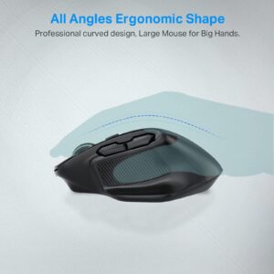 E-YOOSO Large Wireless Mouse, X-31 Large Mouse for Big Hands, 5-Level 4800 DPI, 6 Button Big Ergo Computer Mouse, 18 Months Battery Life Cordless Mouse for Laptop, Windows, Chromebook, (Black)