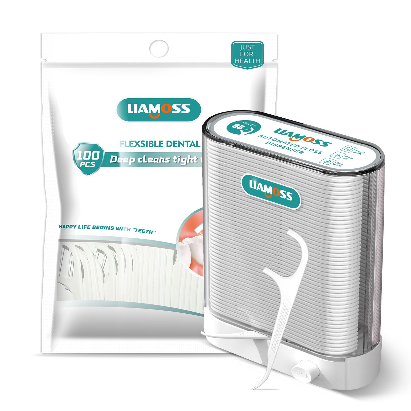 LIAMOSS Dental Floss Dispenser-Adult Unbreakable and Shred-Resistant Flossers-188 Count Professional Toothpicks Sticks-Perfect Dental Tools for Super Clean Teeth