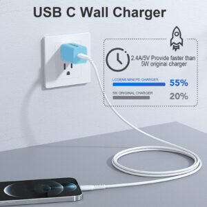 USB C Wall Charger, Miady 2 Pack 2.4A/5V Wall Charger Adapter Compatible for iPhone 14/14 Pro Max/13/13Pro/12/12 Pro, iPad AirPods Pro and More (Creamy Blue+Clove Purple)