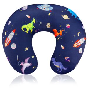 gfu nursing pillow cover, newborn breastfeeding pillow case for boys and girls, soft baby breastfeeding pillow slipcover, fit for standard infant nursing pillows, dark blue space dinosaur