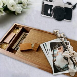 Wood USB Flash Drive with Gift Box (6.73"x6.73"x1.38") TATMOHIK 32GB USB 3.0 Wedding USB Memory for Storing Photos Walnut Wooden Thumb Drive for Keepsakes for Wedding, Birthday, Valentines Day