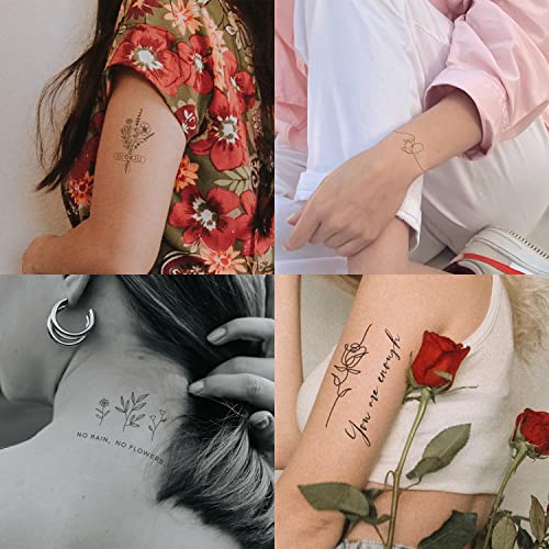 Esland Realistic Temporary Tattoos Healing Process Self Growth Mental Health Self Love Tattoo Stickers for Women