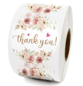 pntkion stickers rolls, 500 pcs cute floral thank you stickers, business aesthetic, convenient durable, unique design, wide applications, satisfaction guarantee