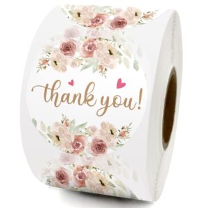 PNTKION Stickers Rolls, 500 PCS Cute Floral Thank You Stickers, Business Aesthetic, Convenient Durable, Unique Design, Wide Applications, Satisfaction Guarantee