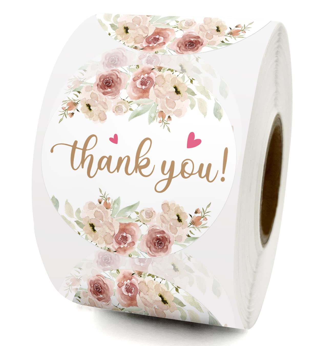 PNTKION Stickers Rolls, 500 PCS Cute Floral Thank You Stickers, Business Aesthetic, Convenient Durable, Unique Design, Wide Applications, Satisfaction Guarantee