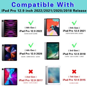 Whmeolyo iPad Pro 12.9 Case 2022 6th Gen/2021 5th Gen/2020 4th Gen/2018 3rd Gen, Shockproof Rugged 12.9 inch iPad Pro Case with Screen Protector Pencil Holder,Kickstand Hand & Shoulder Strap,Black