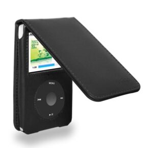 p/u leather flip case with removable belt clip for apple ipod 80/120/160 gb (faux leather) -*newly improved version*