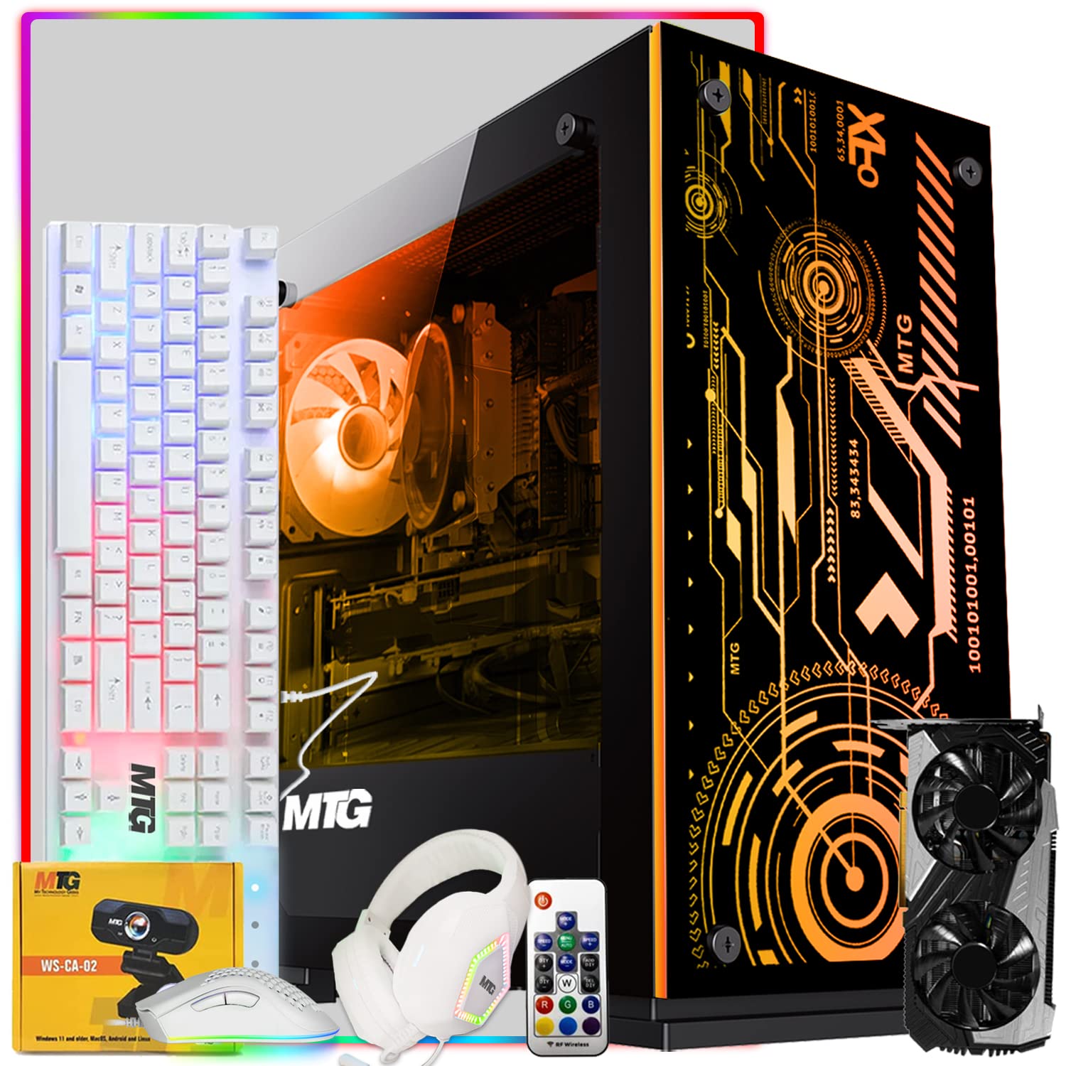 MTG Aurora 4C Gaming Tower PC- Intel Core i7 4th Gen, RTX 2060S GDDR6 8GB 256bits Graphic, 16GB Ram, 1TB Nvme, MTG 4 in 1 Gaming Kit, Webcam, Win 10 Home