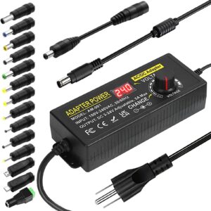 adjustable power supply 3v~24v 5a 120w universal 100v-240v ac/dc power adapter converter 8v 12v 15v 18v 19v 20v 24v power supply with 14 dc tips&polarity converter for led strip light printer speaker