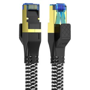 ysong cat 8 ethernet cable 6 ft, outdoor&indoor nylon woven high speed cat8 lan network cable, sftp rj45 40gbps 2000mhz ethernet cable patch cord, for modem/router/gaming,supports cat7/cat6/cat5